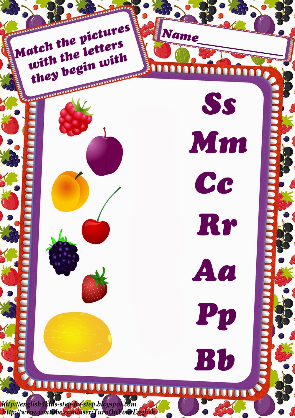 English for Kids Step by Step: Fruits and Berries Worksheets