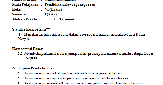 Download Contoh RPP Silabus SD Terbaru Kelas 6 Kurikulum KTSP - Contoh ...
