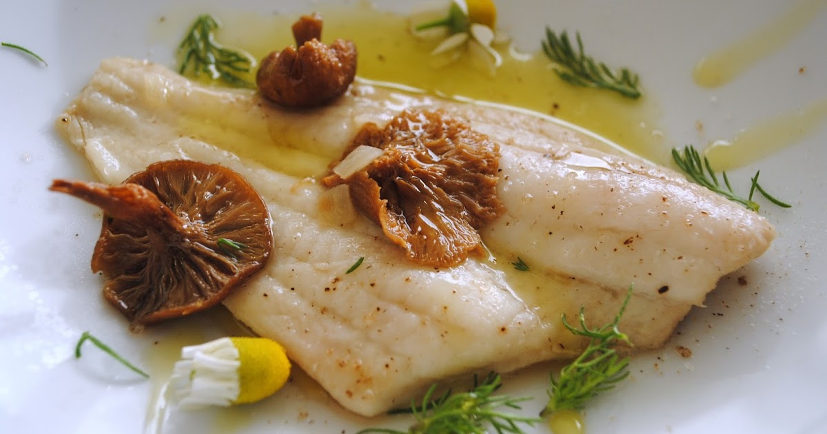 Chamomile-Poached Sand Dabs with Candy Caps #FishFridayFoodies