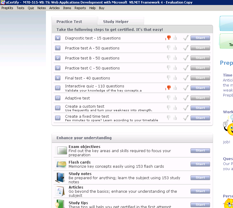 Product Review : uCertify prepkit ASP.NET