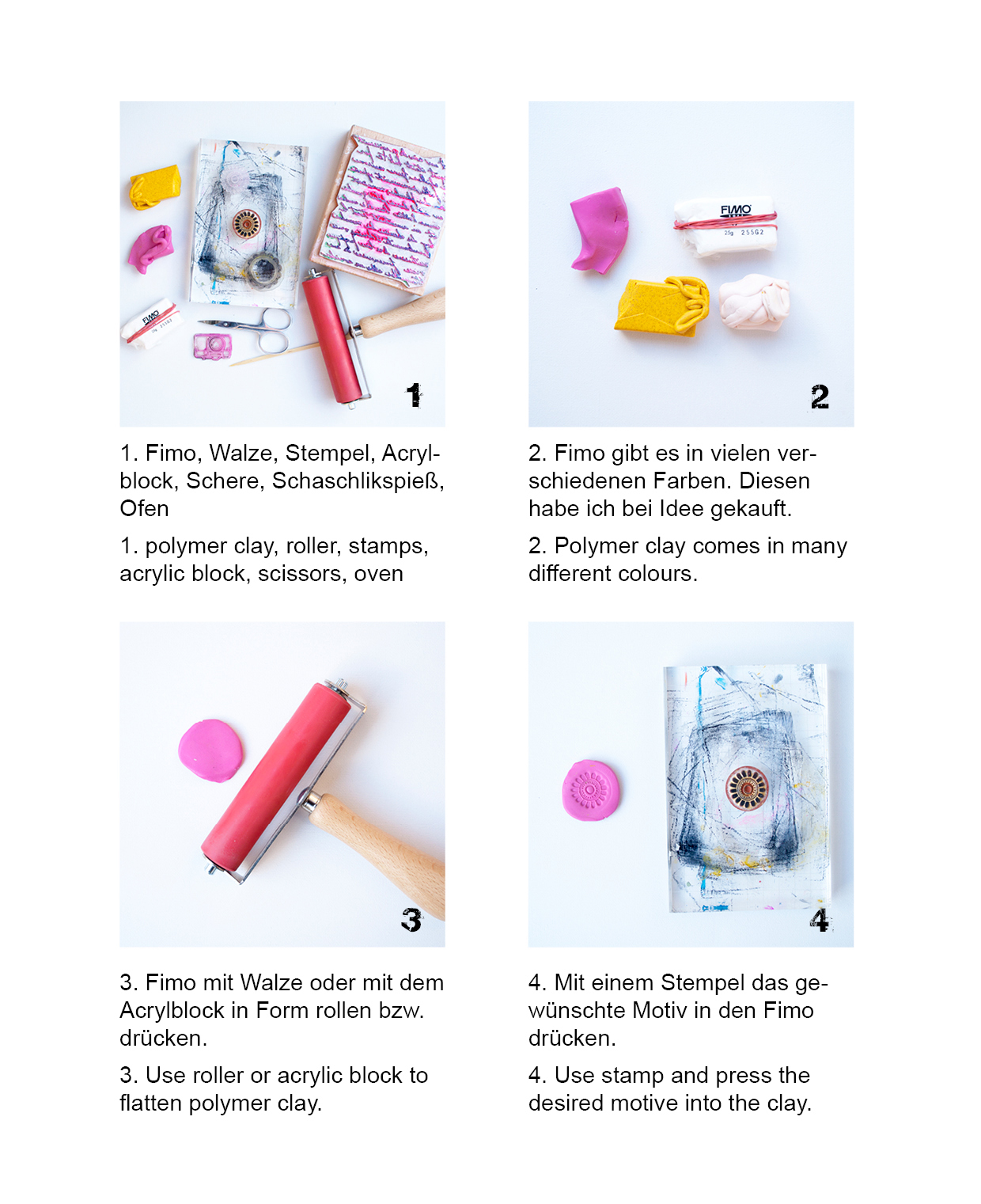 Mit Stempeln and Fimo coole Embellies selbst machen - make cool ...