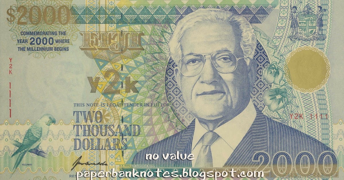 oceania: .Fiji - 2,000 Dollars Millennium 2000 S/N Y2K 1111