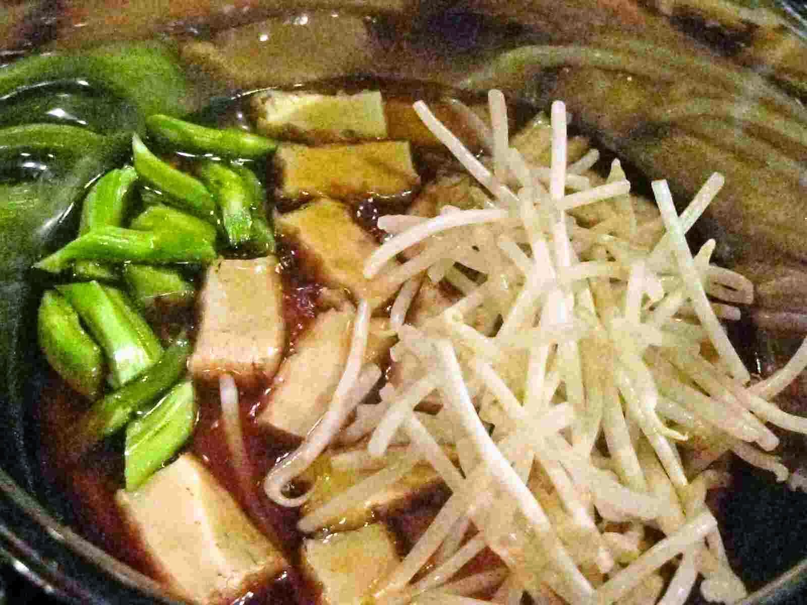 Recipes for Tom: Atsuage, moyashi, saishin no nibitashi / deep-fried ...