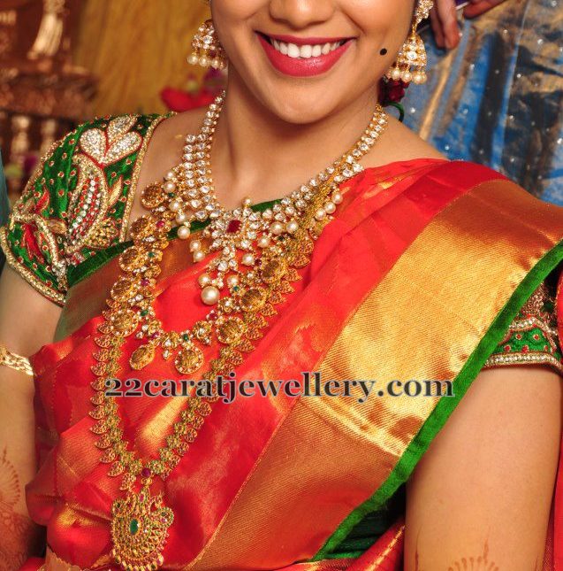 Bride in Gemstone Mango Mala Pachi Set - Jewellery Designs