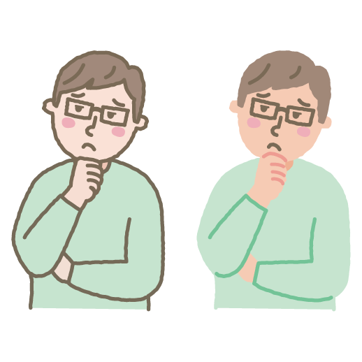 首をかしげる40代男性 無料イラスト素材集|イラスト研究所