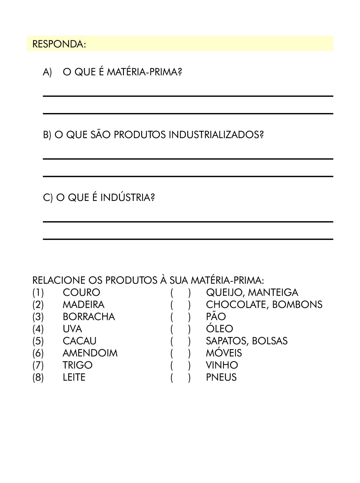 Atividades Sobre Materia Prima 3 Ano - FDPLEARN