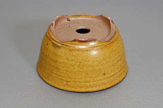 ベランダで楽しむミニ盆栽ブログ: 黄瀬戸マット釉丸盆栽鉢（Matt Seto yellow glaze bonsai pot）h1831