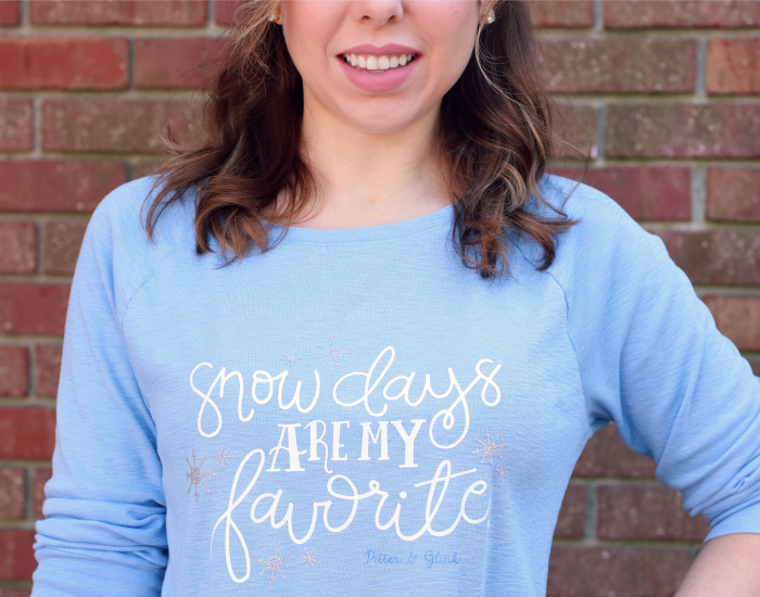 PitterAndGlink: DIY Hand Lettered Snow Days Tee + Free Cut File