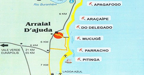 Playas de Brasil: Mapa costero de Porto Seguro hasta Caraíva