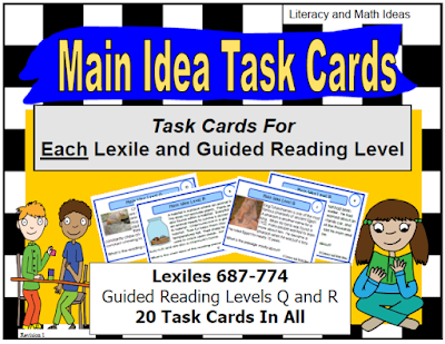 Literacy & Math Ideas: Task Cards Organized by Lexile and Guided ...
