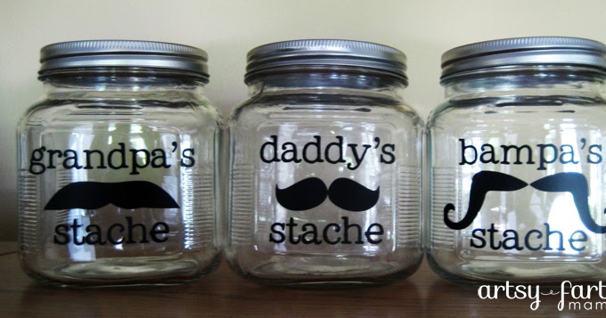 Father's Day Stache Jar | artsy-fartsy mama