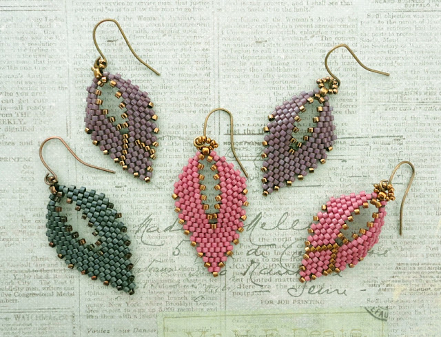 Linda's Crafty Inspirations: Playing with my beads...Russian Leaf Earrings