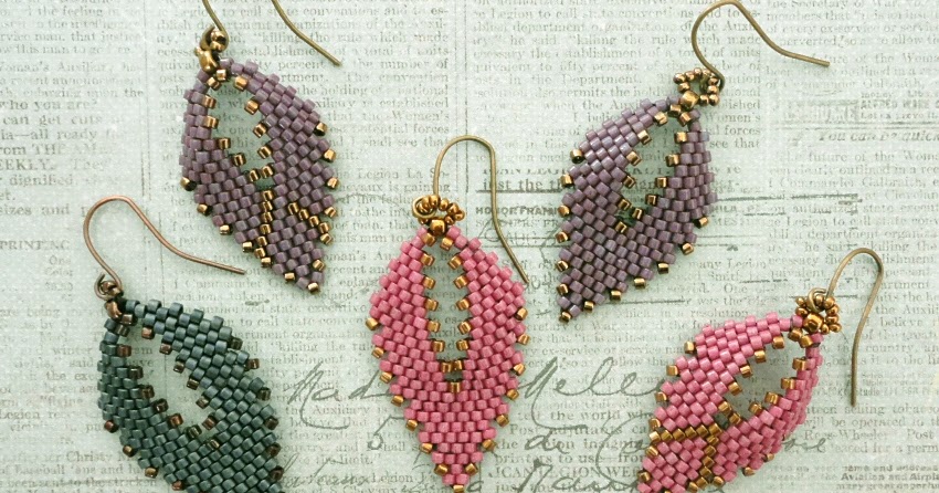 Linda's Crafty Inspirations: Playing with my beads...Russian Leaf Earrings