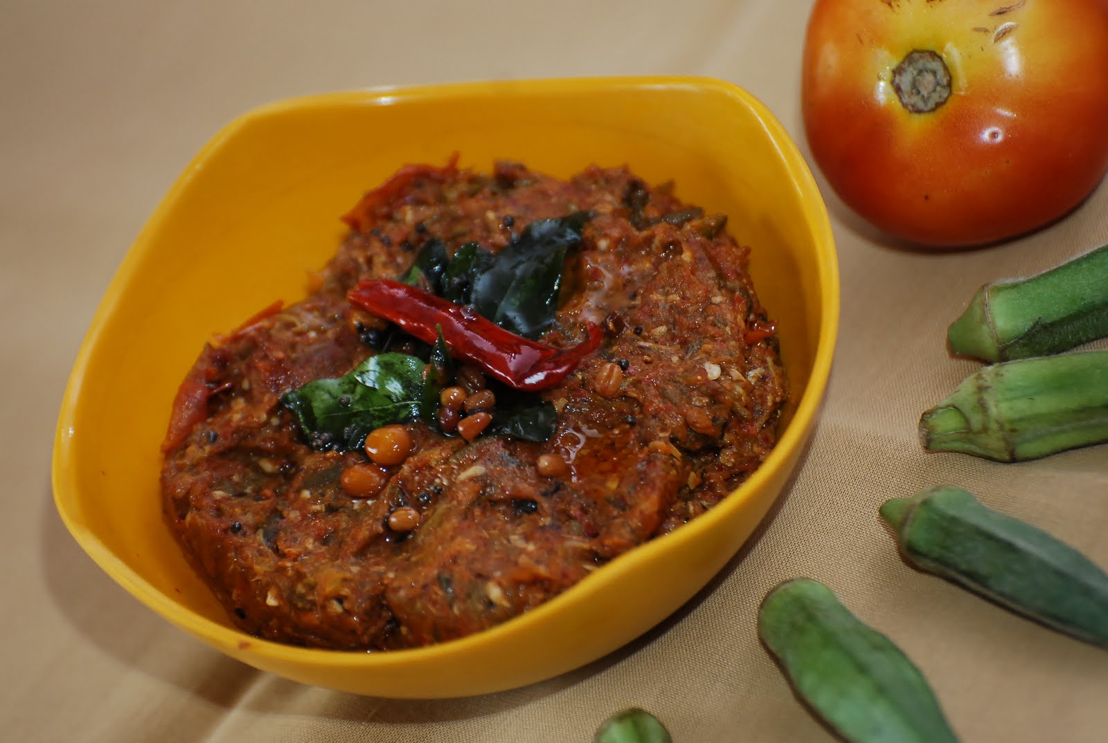 Okra and Tomato Chutney - Blend with Spices