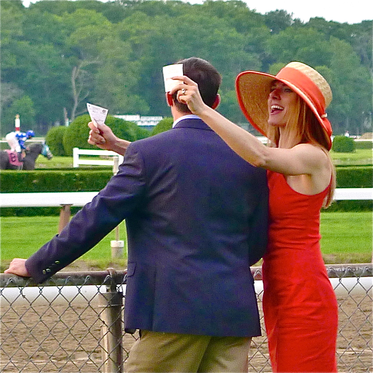evolution now: belmont stakes- suits, dresses, hats at the races.