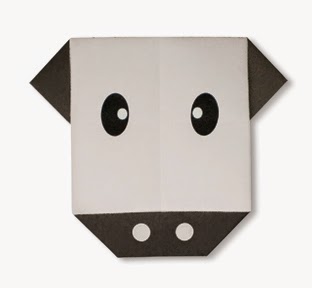 Cow (face) - Easy Origami instructions For Kids