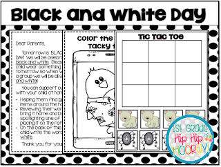 1st Grade Hip Hip Hooray!: Black and White Day!
