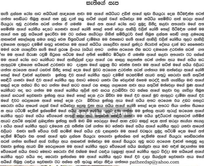 Sinhala Wal Katha Akka: කැතී ගෙ සැප