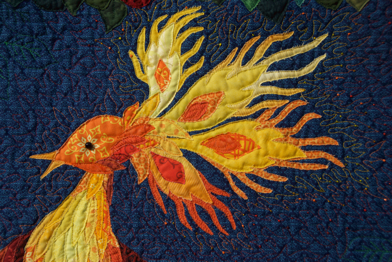 Quilt Art by Lena Pugachova: Firebird - Applique Quilt at BQF