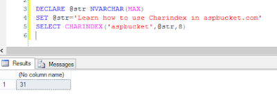 Use of Charindex Function in SQL with an example | AspBucket