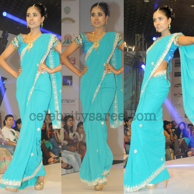 Silver Border Blue Saree at Jason Criner blog