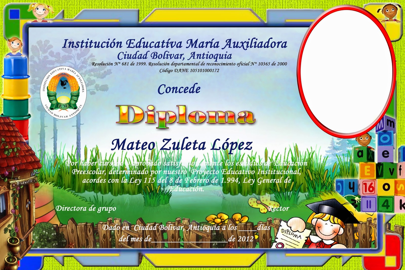 DIPLOMAS Y MOSAICOS ESCOLARES: octubre 2014