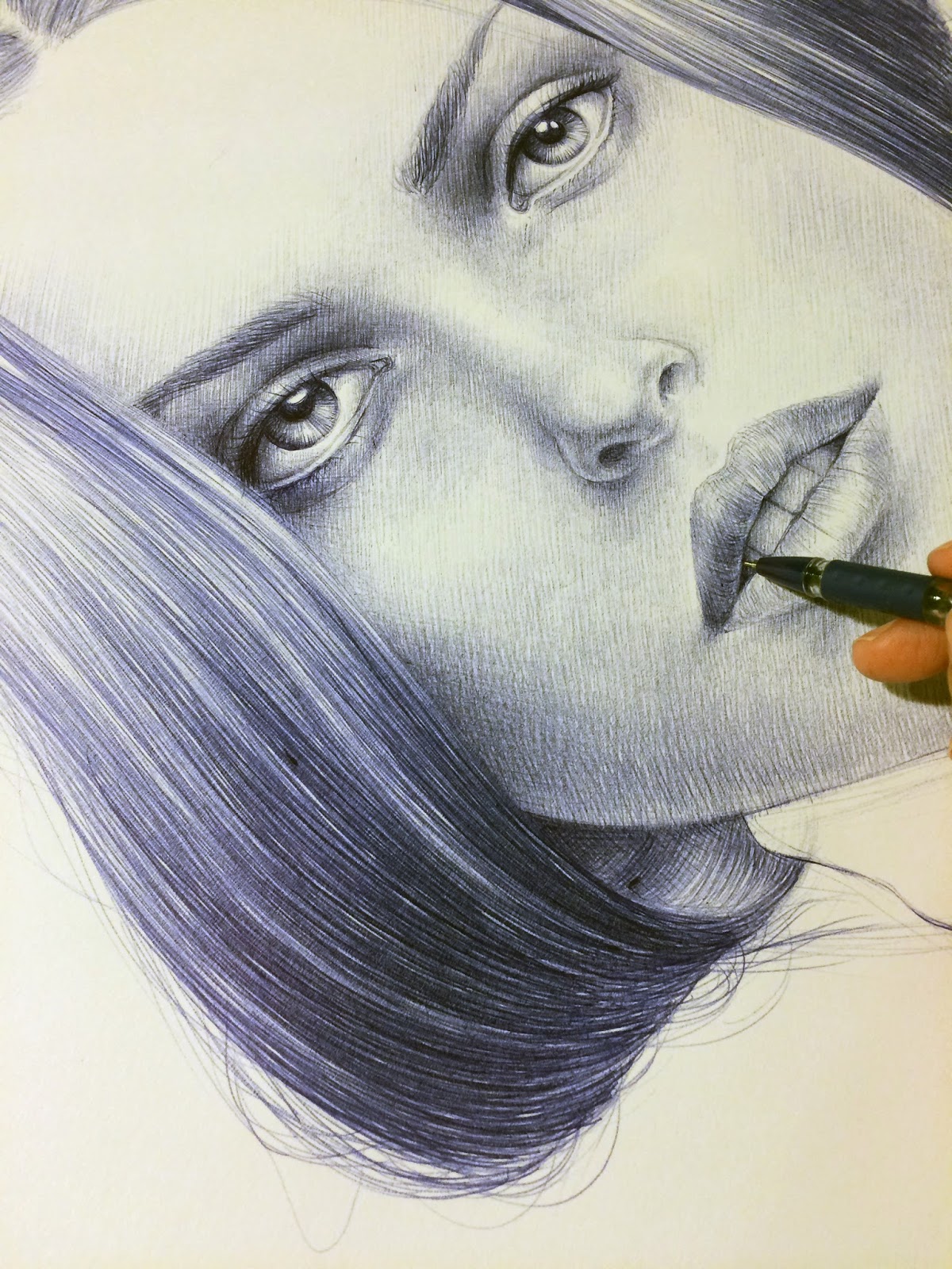 Ballpoint drawings portraits
