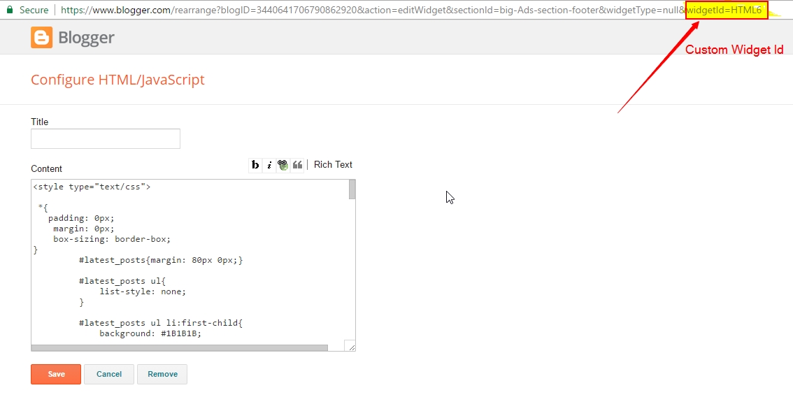 What is The Easiest way to get Widget ID from Blogger Blogs
