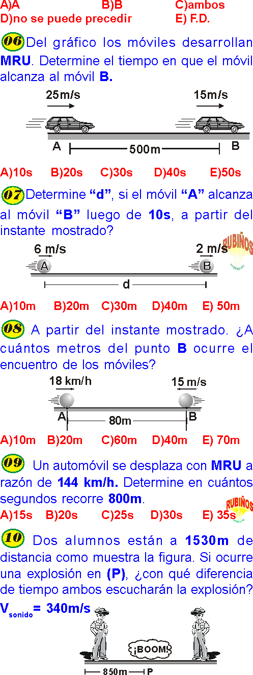 MRU EJERCICIOS CON RESPUESTAS DE MOVIMIENTO RECTILÍNEO UNIFORME PDF