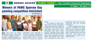 World Sparrow Day - India: Winners of PAWS Sparrow Day painting ...