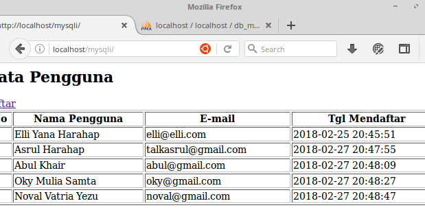 Menampilkan Data Menggunakan PHP MySQLi Object
