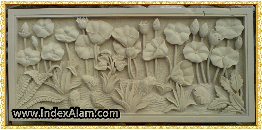 Jual Relief Batu Alam Motif Bunga Teratai