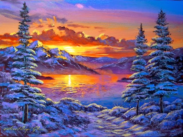 Art Brillant Gallery Tokyo: Snowy Road - A Fantasy Snowscape painting ...