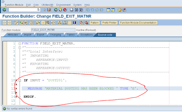 SAP TECH: Example for Global Field Exit