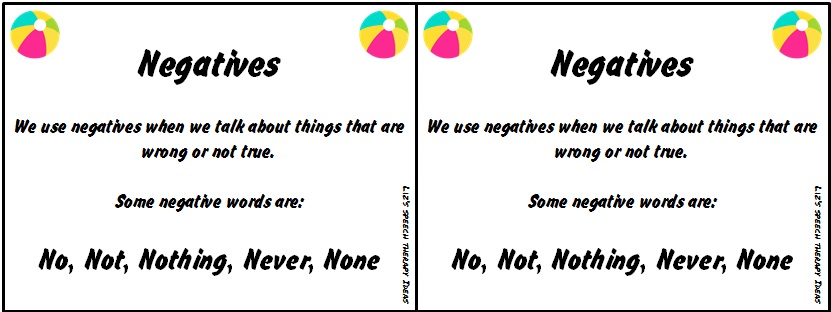 Liz's Speech Therapy Ideas: Summer Sun Negation Unit