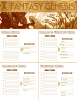 Fantasy Genesis: Fantasy Genesis Game Sheet