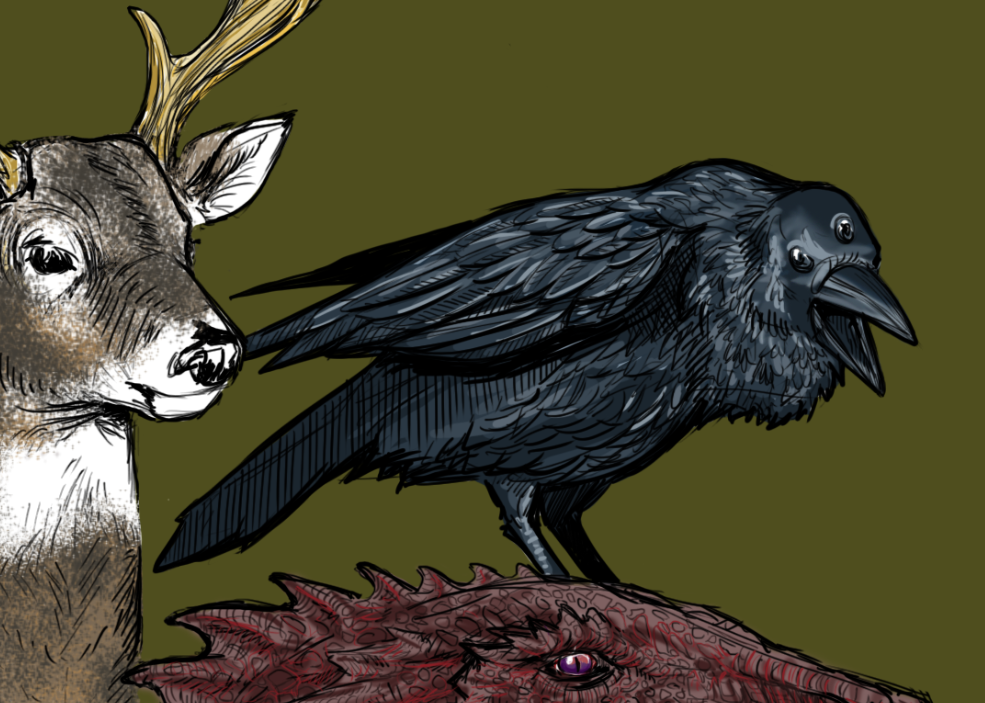 Nabbiebelle Doodles: Colored Three-Eyed-Raven for GoT piece WIP