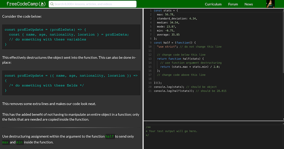 Just a Few Things..: Use Destructuring Assignment to Pass an Object as ... Just a Few Things..: Use Destructuring Assignment to Pass an Object as ...
