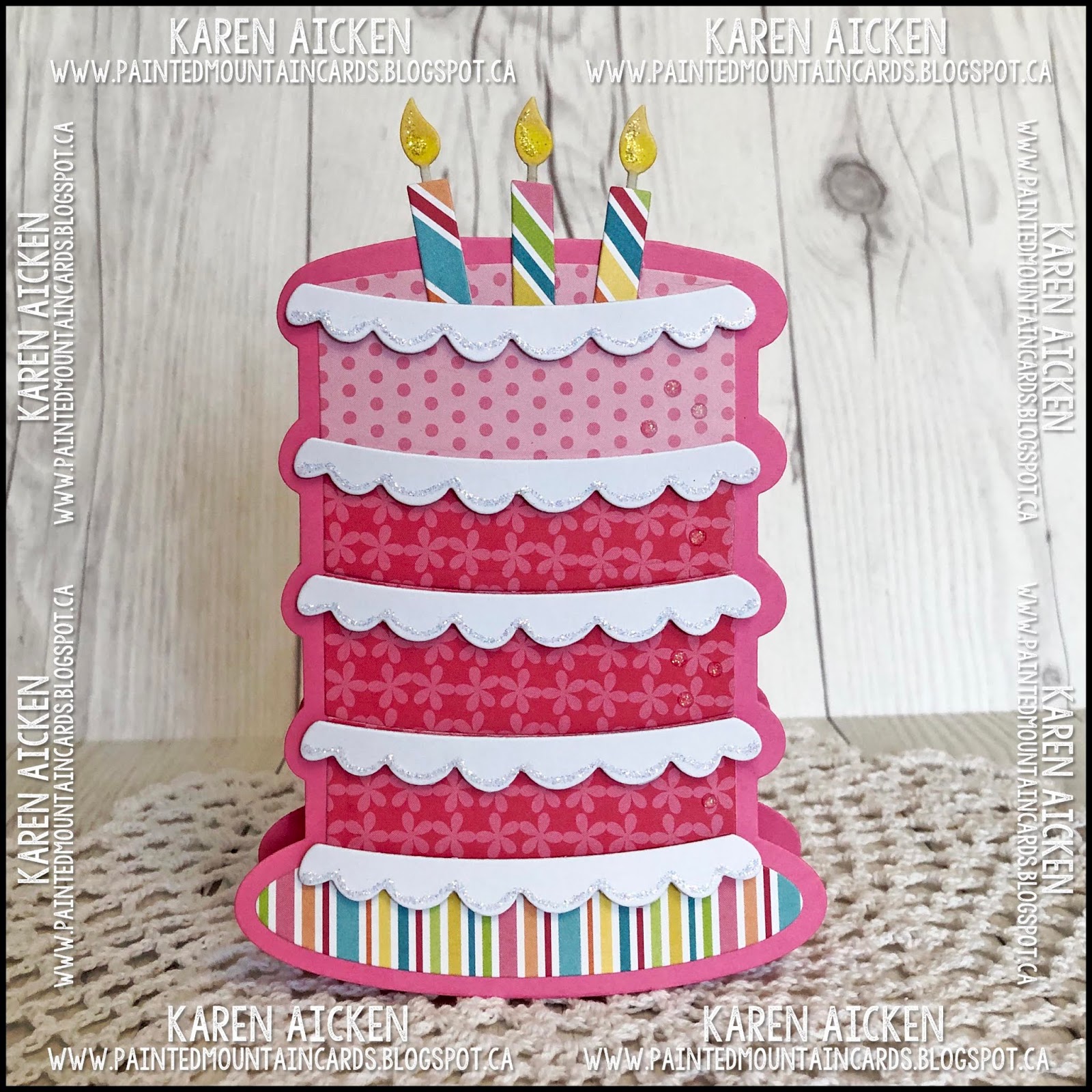 Painted Mountain Cards: Cake Fold-Its Birthday Card