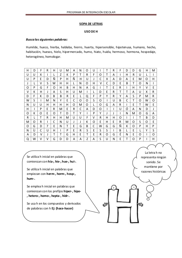 Escribe con estilo: REGLA ORTOGRÁFICA DE LA H