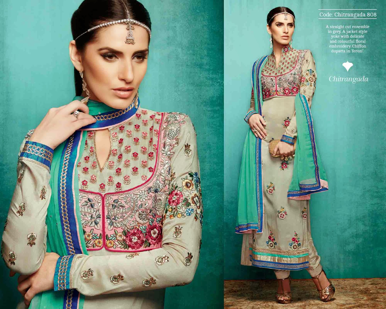 Singhaar Online: ♥ Girls Dressing with Work on Edges of Trousers ...