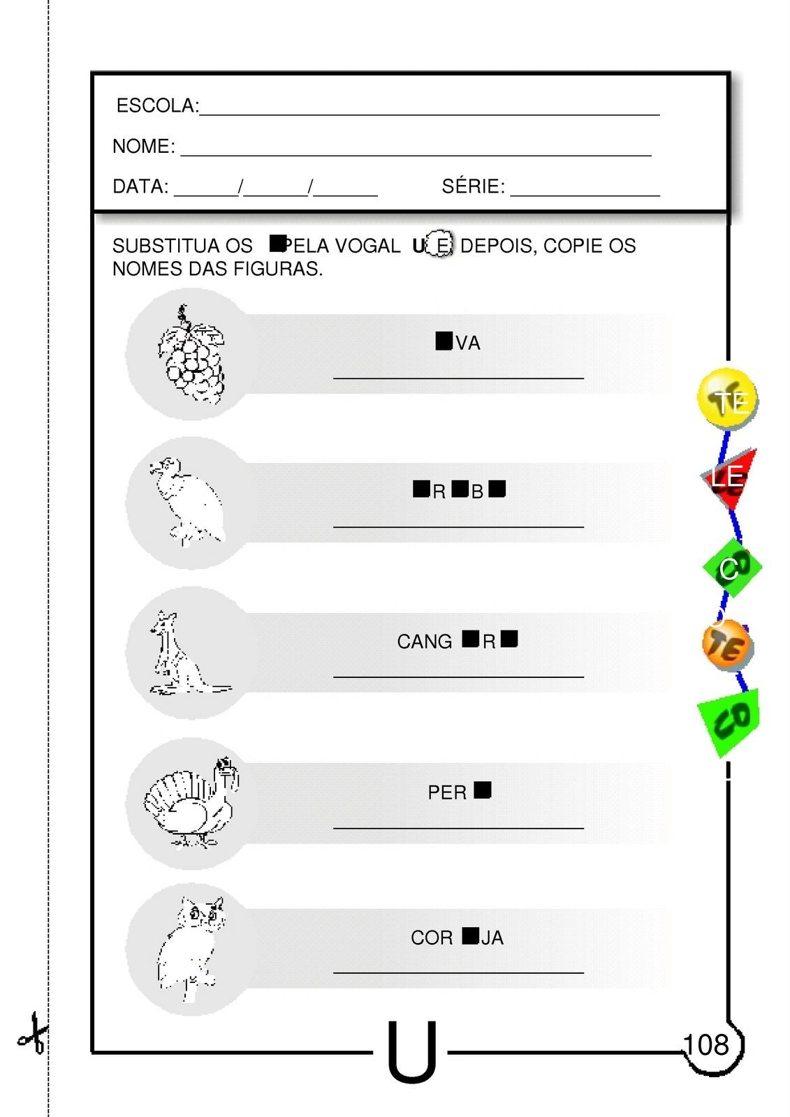 Atividades com a vogal U - atividades com vogais-ESPAÇO EDUCAR
