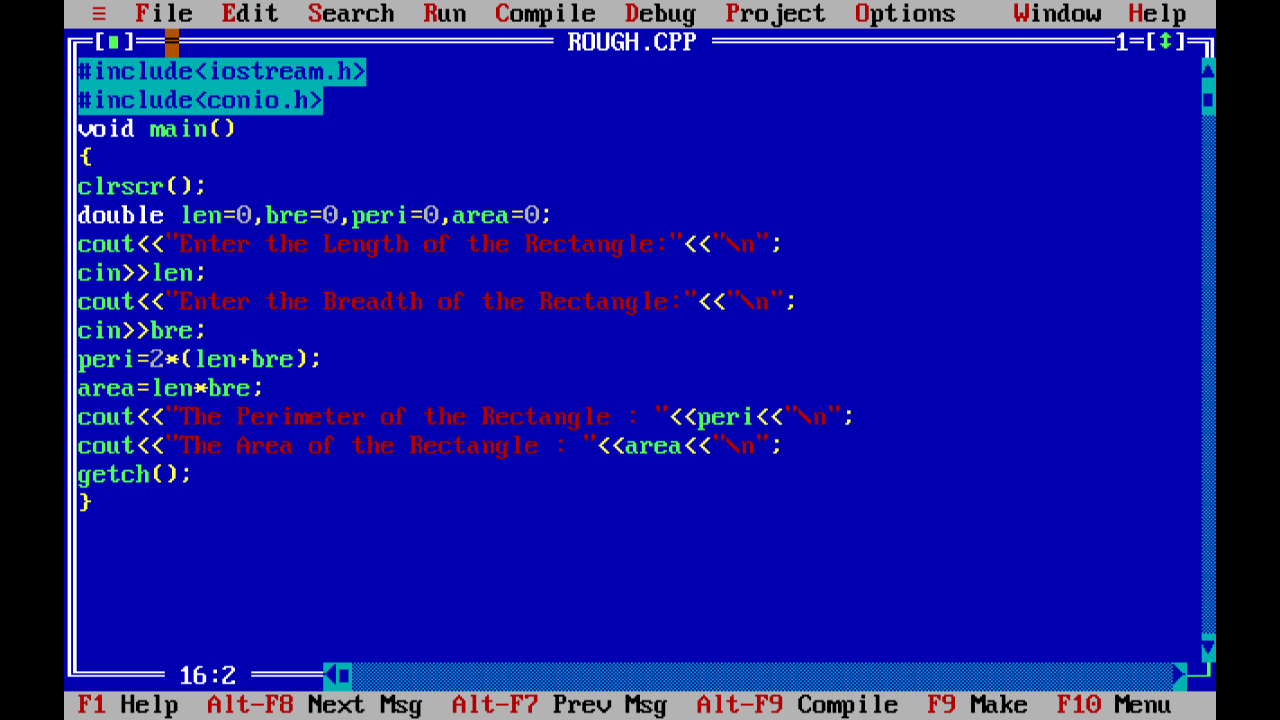 C++ Program: How to write a C++ program (Turbo C++) to input the Length ...