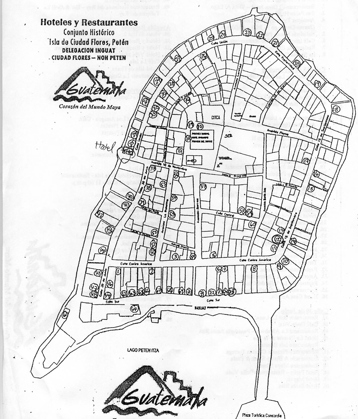 Guatemala Crescent Hill: Flores maps