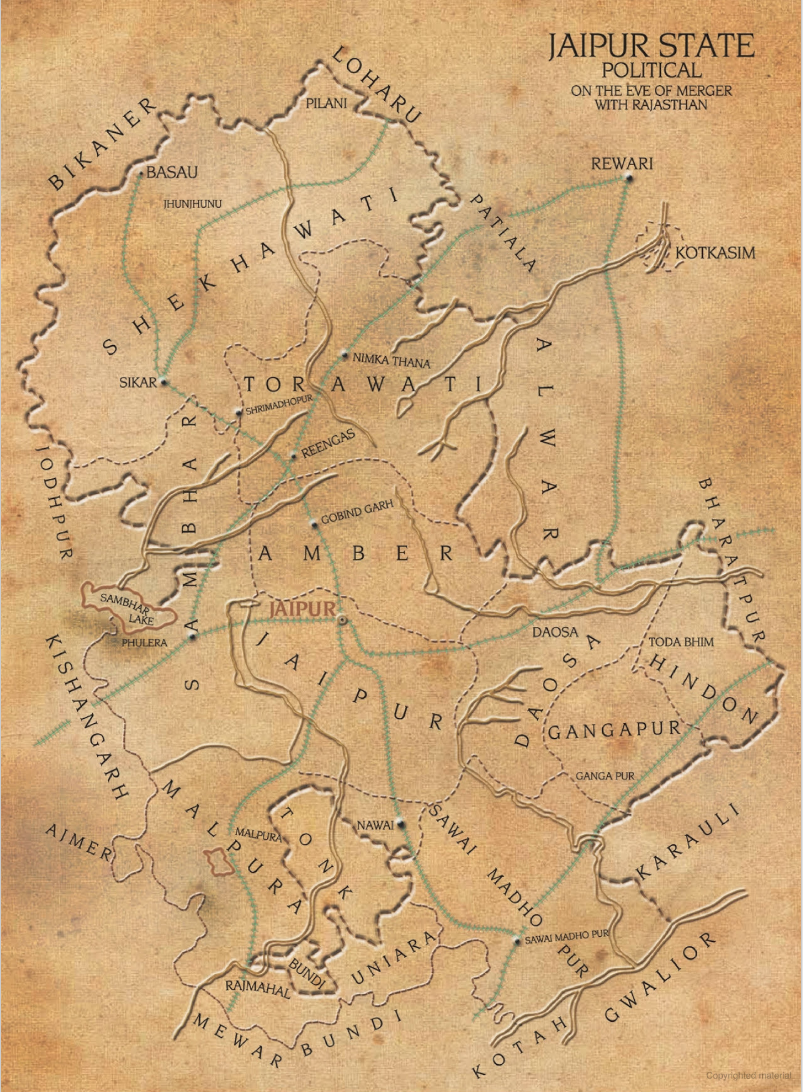 TORAWATI: Jaipur State Political Map - PRE-INDEPENDENCE