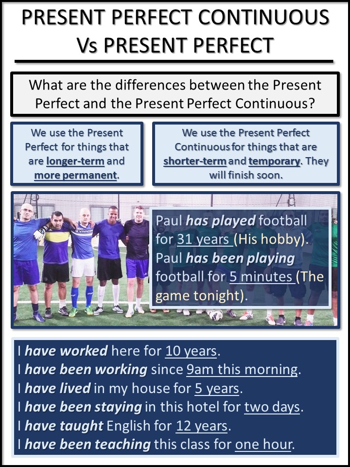 PRESENT PERFECT CONTINUOUS Vs PRESENT PERFECT