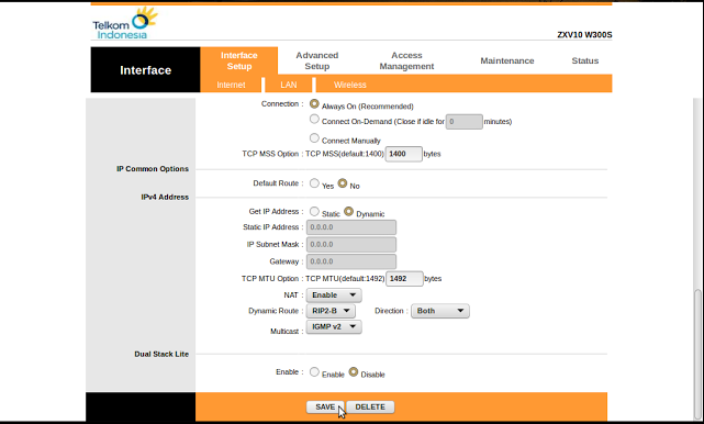 Cara Konfigurasi Modem Speedy ZTE ZXV10 W300S - Muhammad Aryanto
