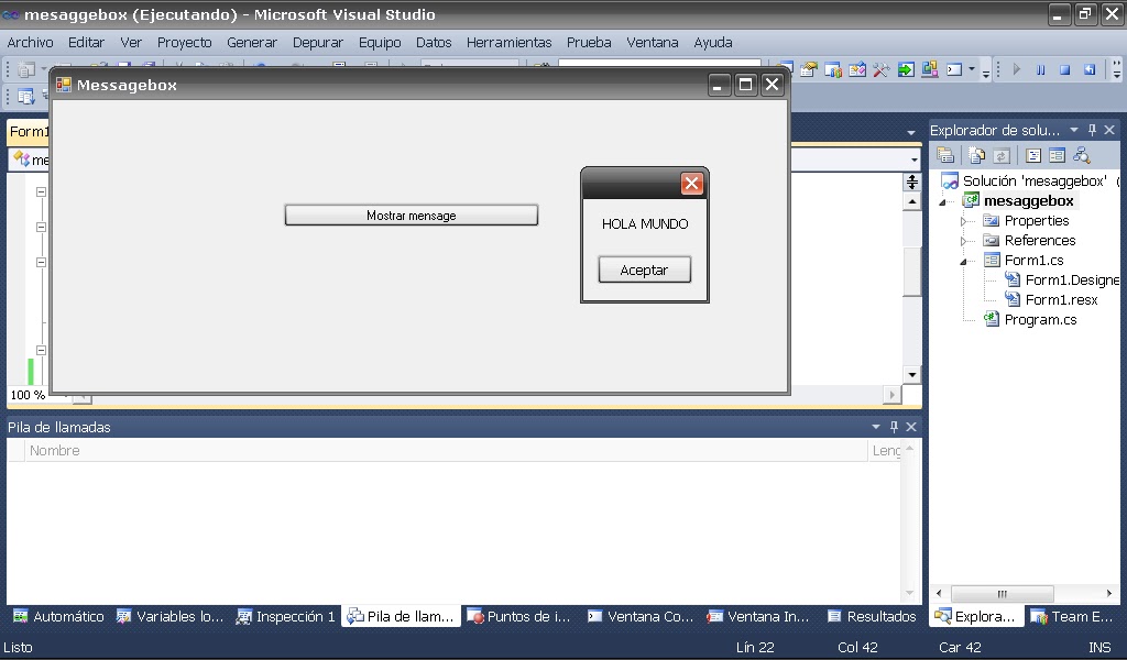 "EL HUGUITO": Messagebox en C#
