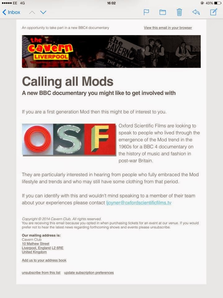 Modernist Society: 'Calling All First Generation Mods' for a BBC ...