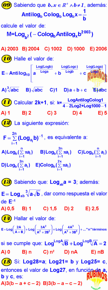 LOGARITMOS EJERCICIOS CON RESPUESTAS